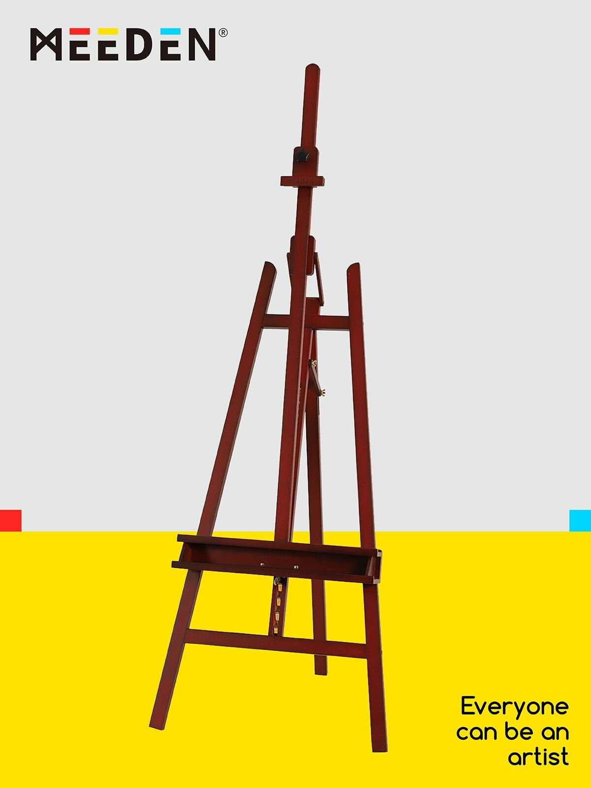 MEEDEN Мольберт для художников регулируемый, из массива бука, с держателем кистей, подходит для холстов до 48 дюймов