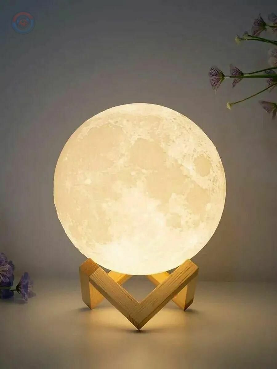 Ночник 3D луна Moon Lamp 8 см, сенсорное управление и пульт, портативный светильник для спальни и уюта, подарок для дома