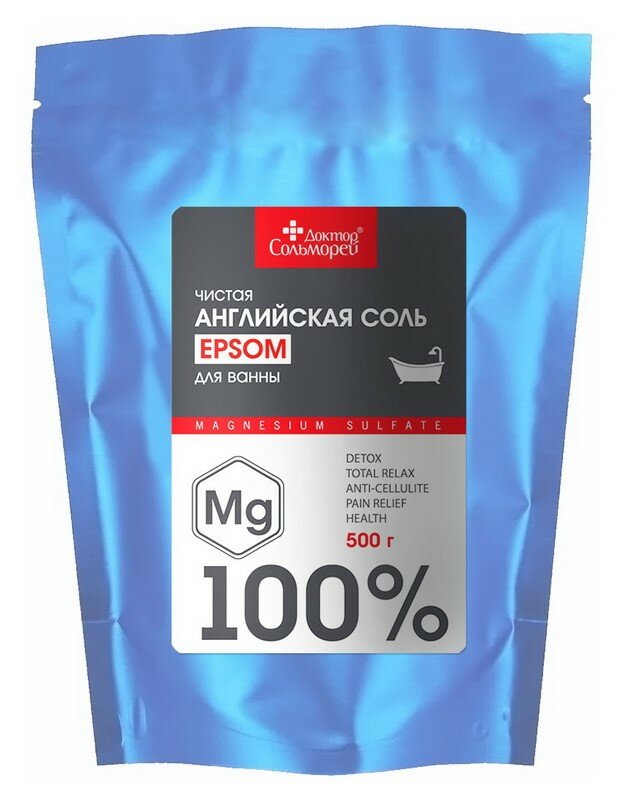 Доктор сольморей соль для ванны английская чистая epsom 500 гр