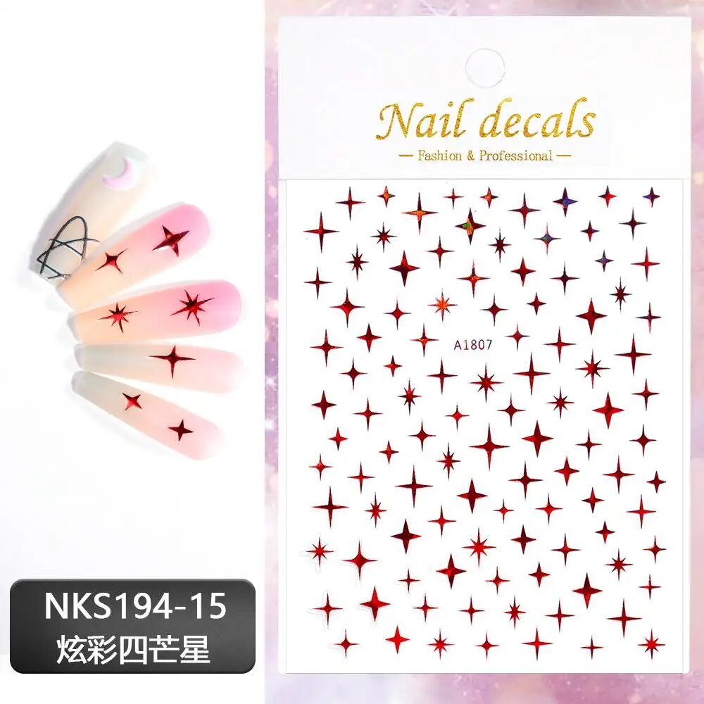 MAFANAILS 3D серебряная/розовая золотая пустая крестообразная звезда для ногтей Red