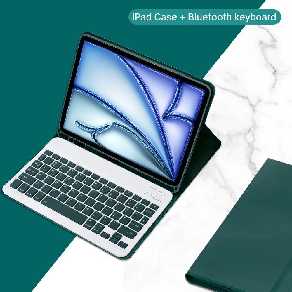 Чехол-клавиатура PULUZ для iPad Air 11" Dark Green A, Spanish Keyboard