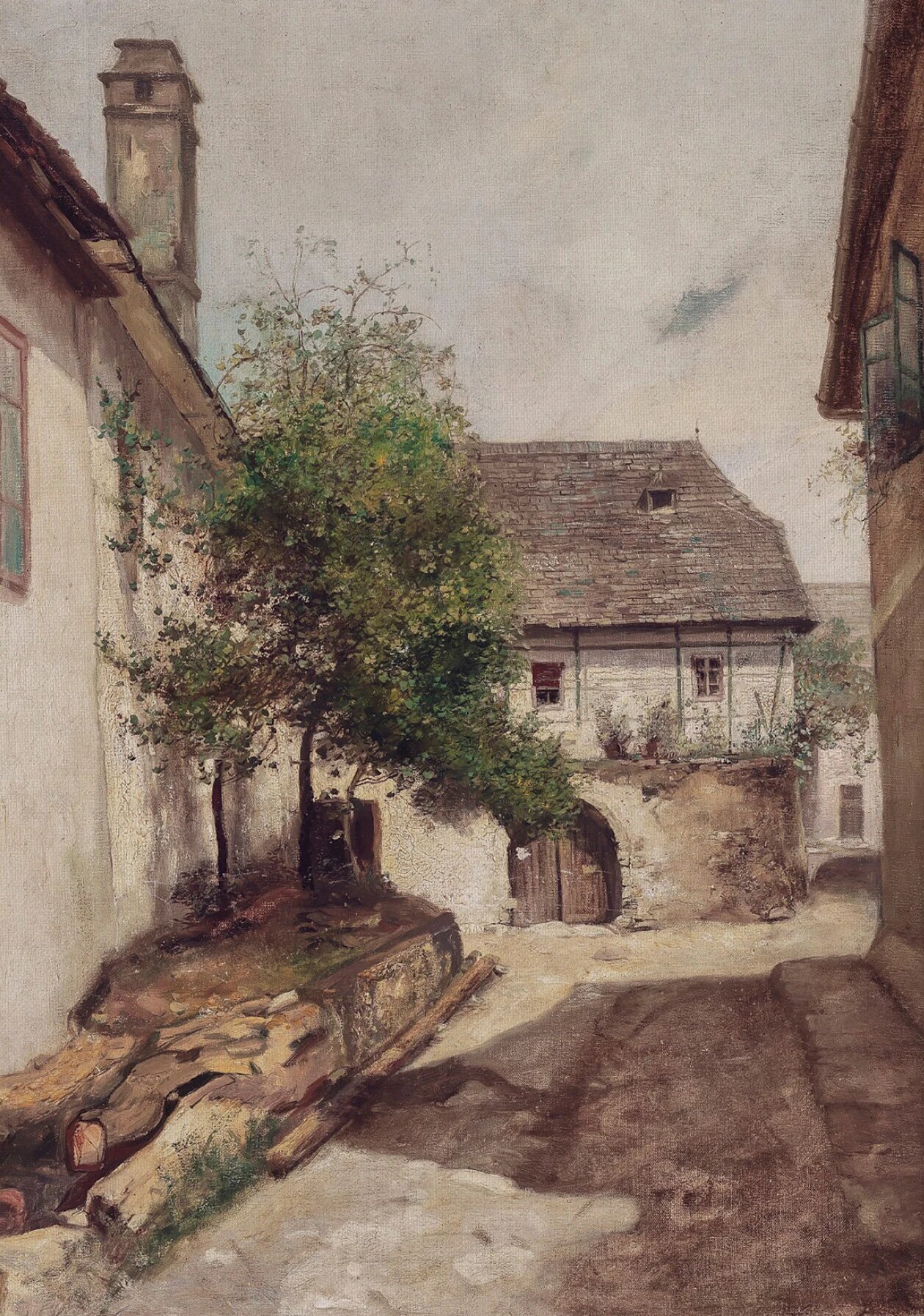 Винтажная картина маслом в скандинавском стиле, рисунок сельского ландшафта, живопись в дикой местности, неба и ветряной мельницы, декоративное изображение для дома, 40x50cm No Frame, Белый