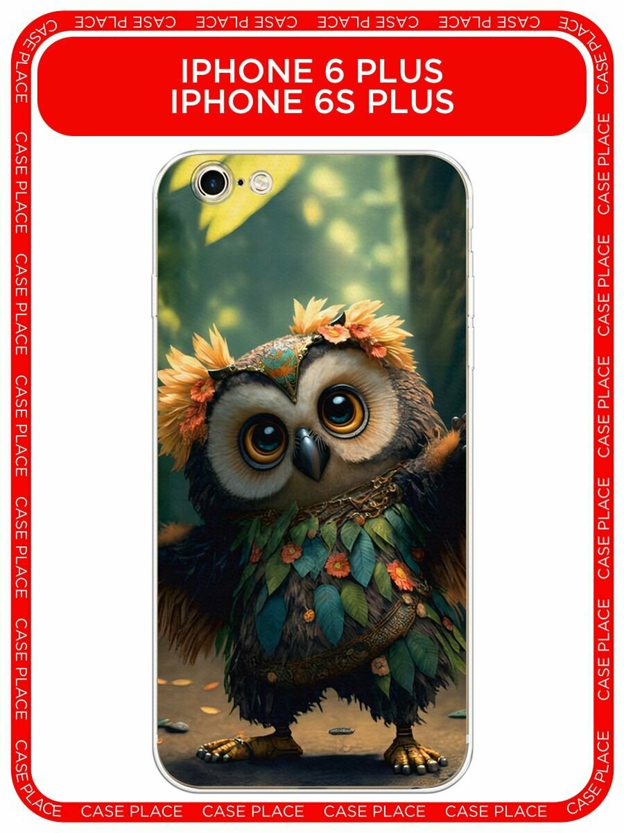 Чехол на Apple iPhone 6 Plus/6S Plus / Айфон 6 Плюс/Айфон 6С Плюс с принтом "Тропическая сова"