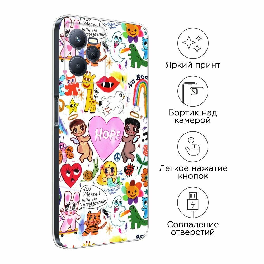 Силиконовый чехол на Realme C35 / Реалми C35 с принтом "Милые рисунки" — фото 1