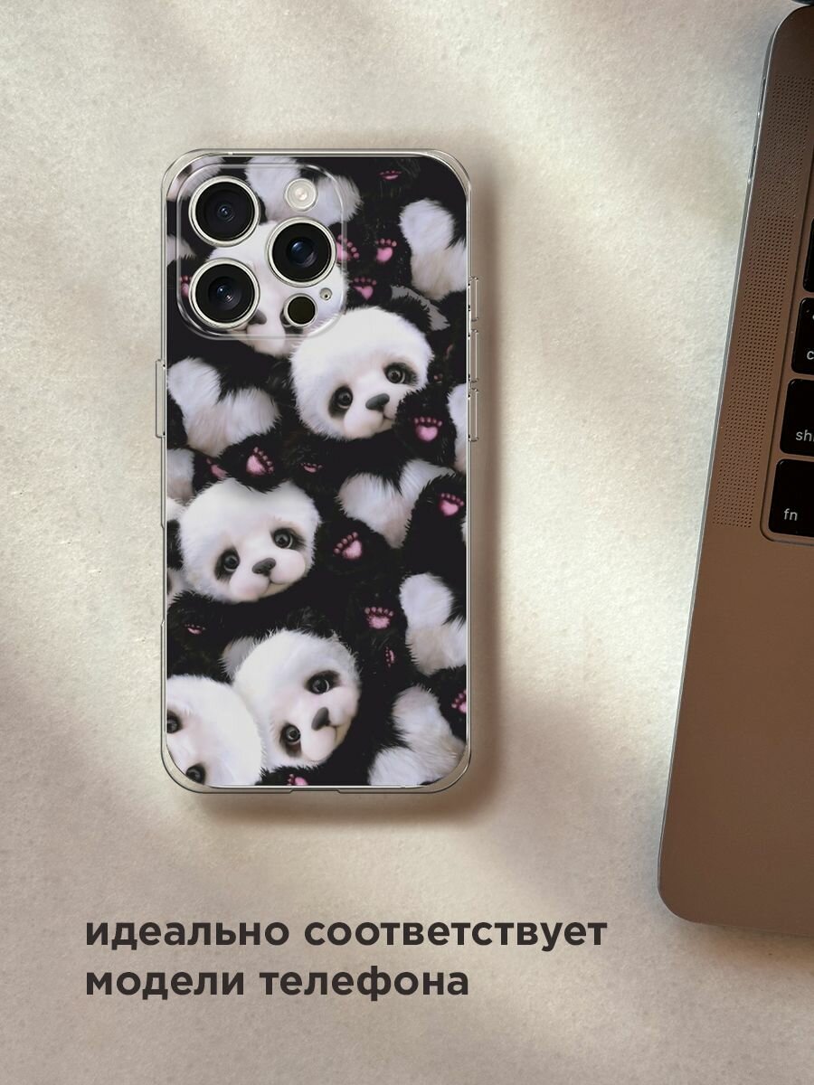 Чехол на Apple iPhone 16 Pro / Айфон 16 Про с принтом "Море панд" — фото 1