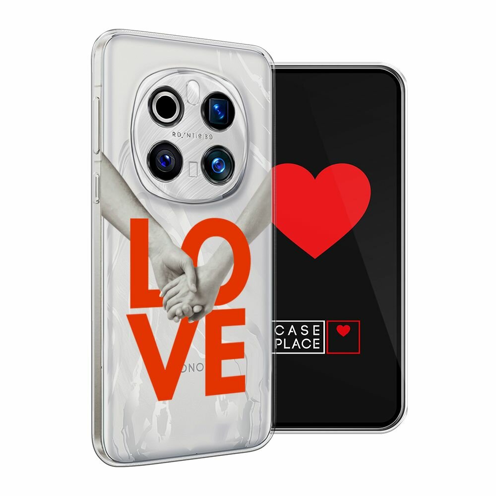 Чехол на Honor Magic 7 Pro / Хонор Мэджик 7 Про с принтом "Love holding hands - 14 февраля", прозрачный — фото 1
