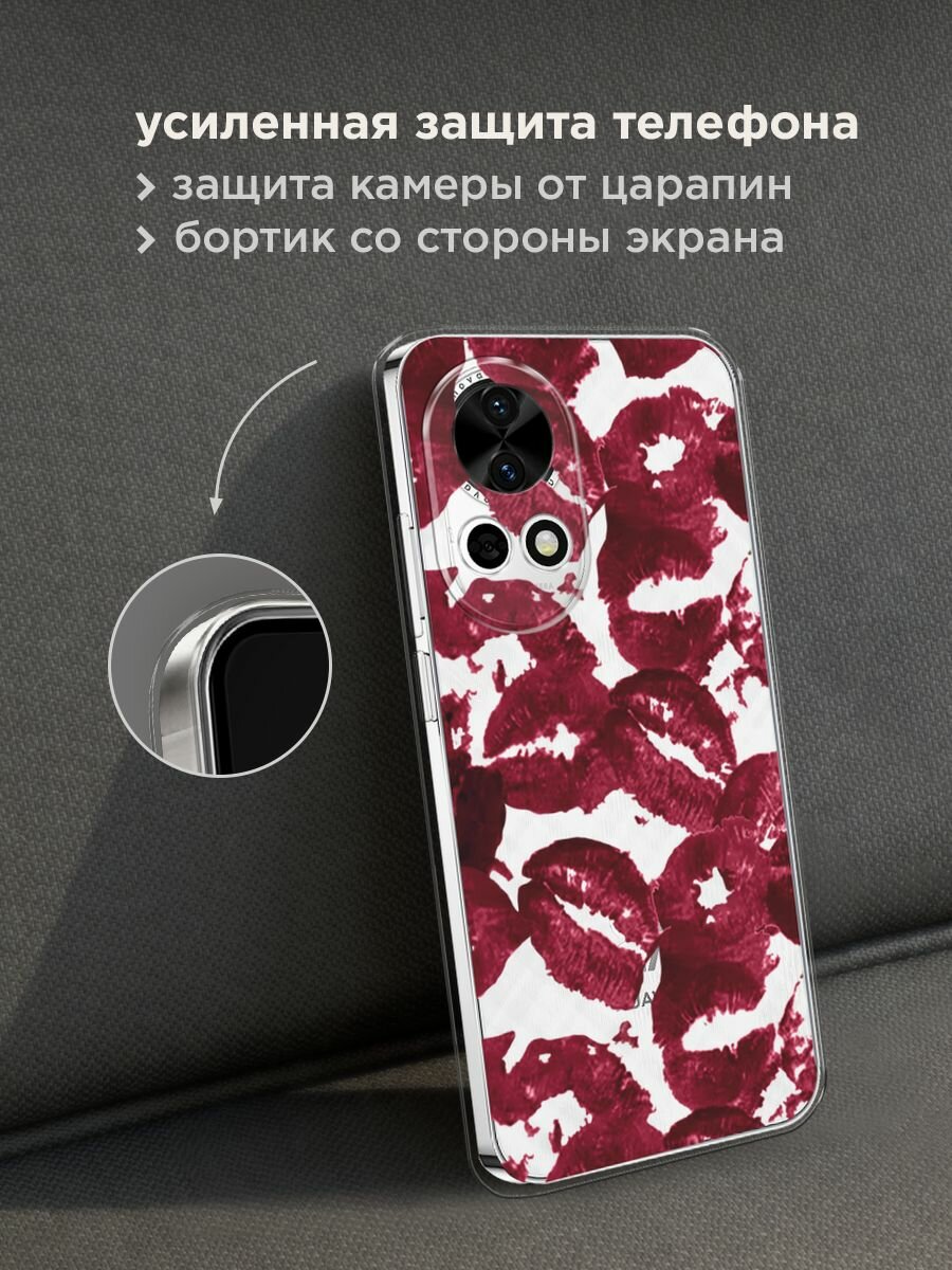 Чехол на Huawei Nova 12/Nova13 / Хуавей Нова 12/Нова 13 с принтом "Помада паттерн 2", прозрачный — фото 1