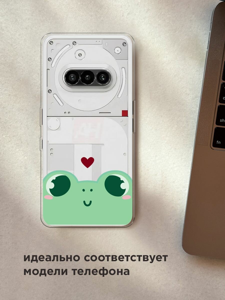 Чехол на Nothing Phone 3a / Нотинг Фон 3а с принтом "Влюблённая лягушка - 14 февраля", прозрачный — фото 1