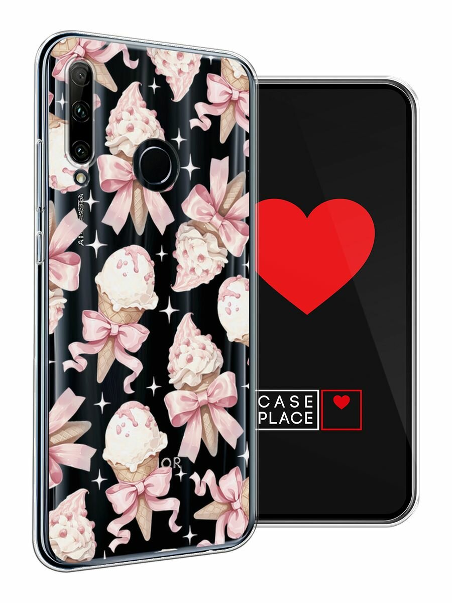Чехол на Honor 10i/20 Lite 2019/20e/Huawei P Smart Plus 2019 / Хонор 10i с принтом "Мороженое с бантиками", прозрачный — фото 1