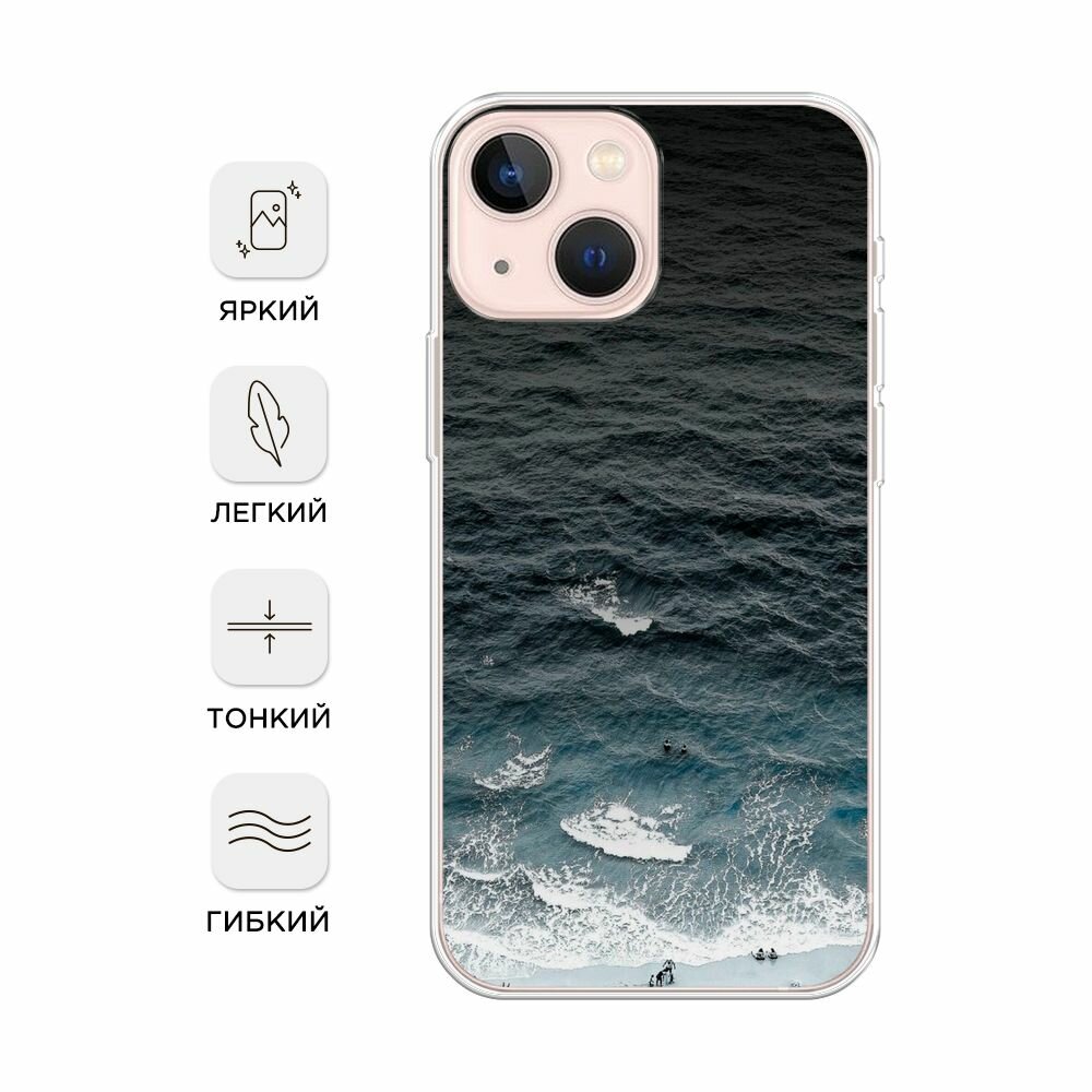 Чехол на Apple iPhone 13 mini / Айфон 13 мини с принтом Волны на море — фото 1