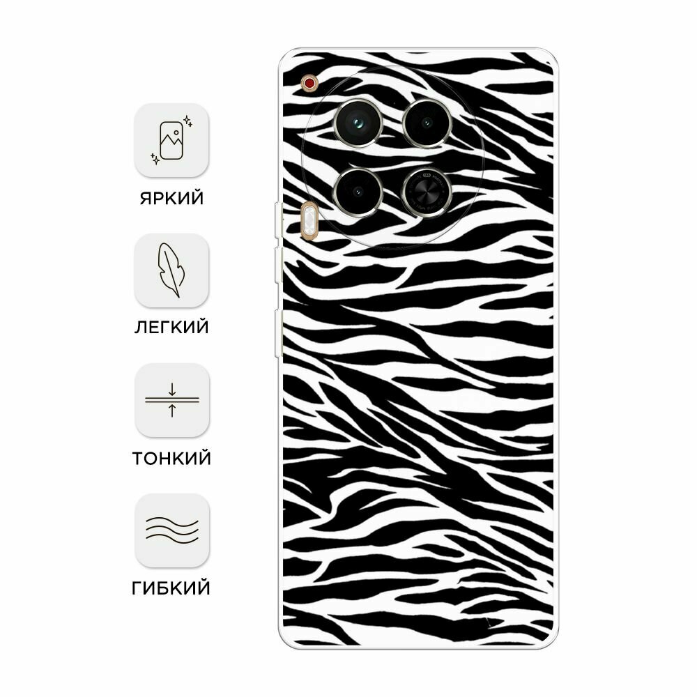Чехол на Tecno Camon 30 4G / Текно Камон 30 4G с принтом "Принт зебра" — фото 1
