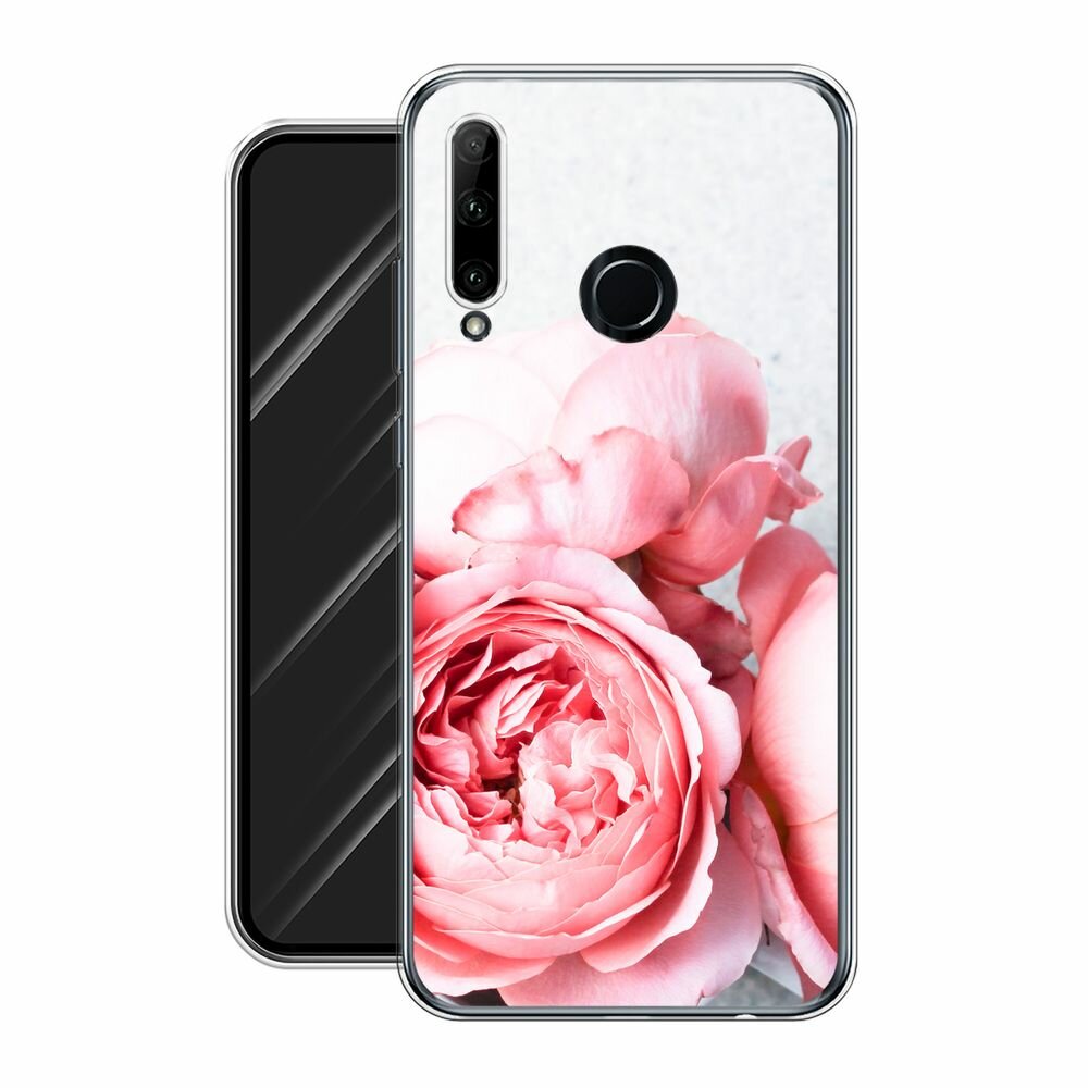 Чехол на Honor 10i/20 Lite 2019/20e/Huawei P Smart Plus 2019 / Хонор 10i с принтом "Пионы на белом" — фото 1