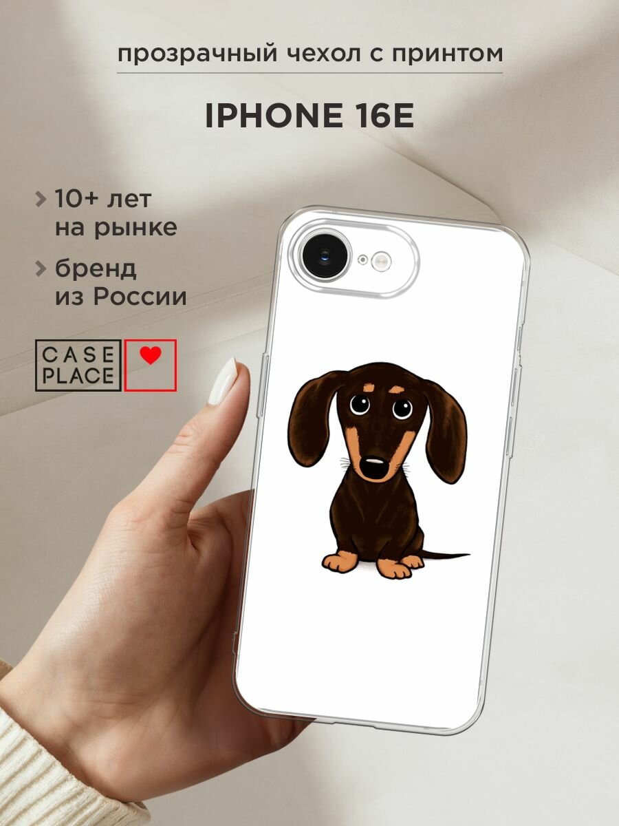 Чехол на Apple iPhone 16e/17e / Айфон 16е/17e с принтом "Маленькая такса"