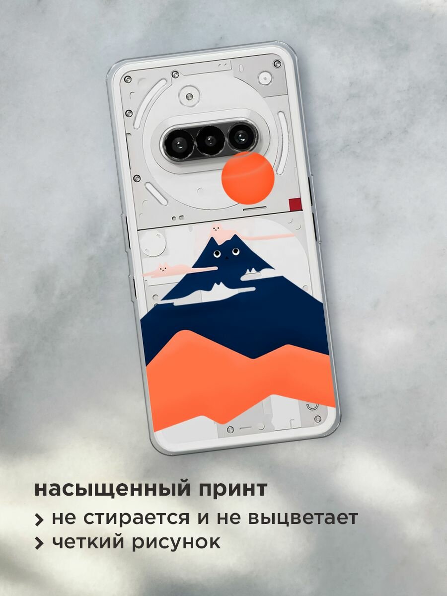 Чехол на Nothing Phone 3a / Нотинг Фон 3а с принтом "Кот-гора", прозрачный — фото 1