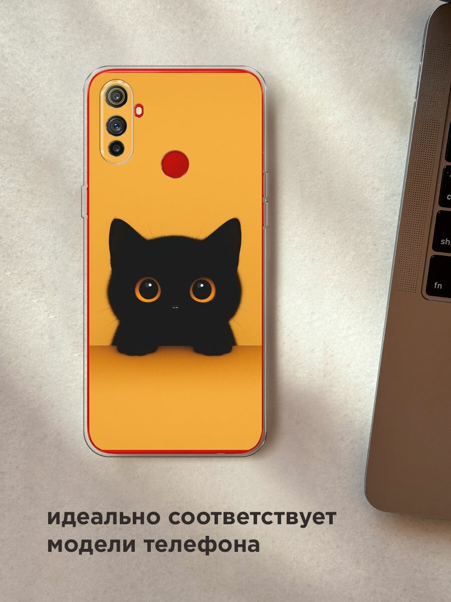 Чехол на Realme C3 / Реалми C3 с принтом "Контрастный котик" — фото 1