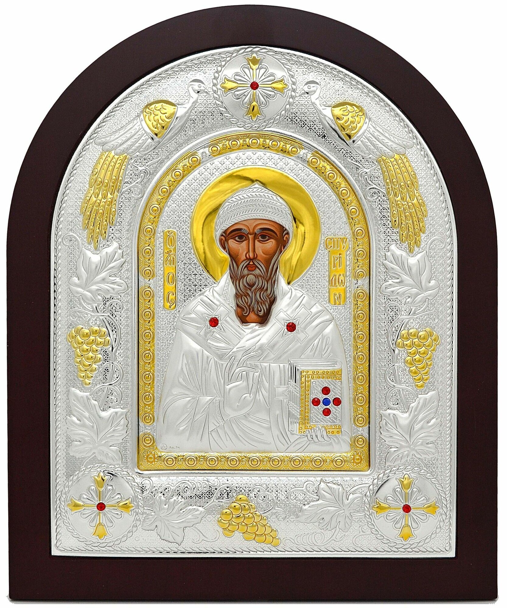 Спиридон Тримифунтский Святитель. Икона в серебряном окладе.