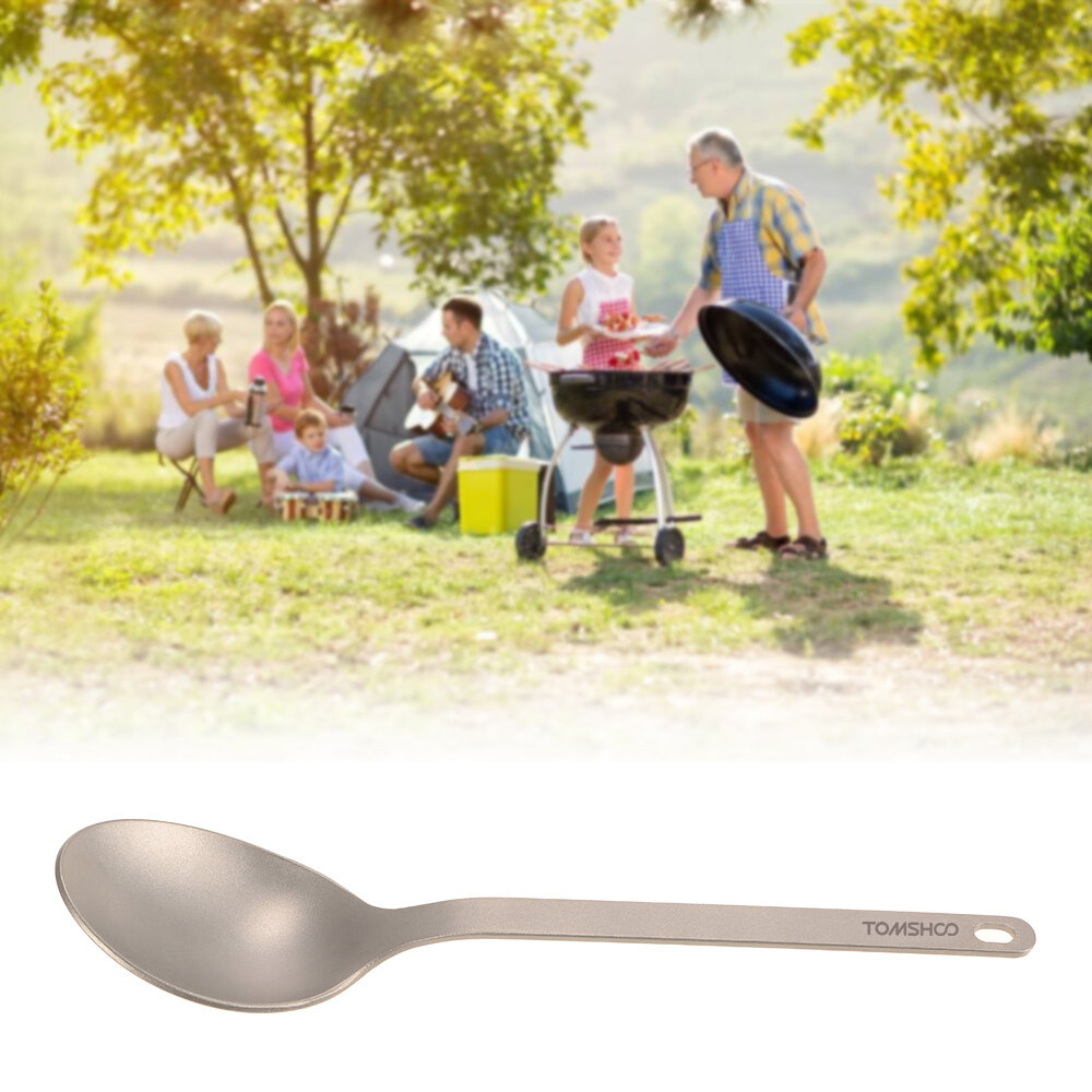 TOMSHOO Titanium Tableware Dinner Spoon Cutlery Flatware for Home Outdoor Camping