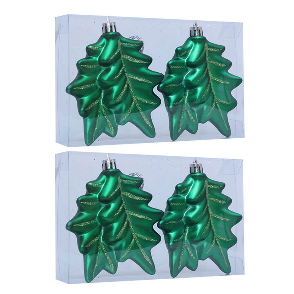 Рождественский Лист В Форме Декора Украшает Разноцветную Пластиковую Праздничную Елку