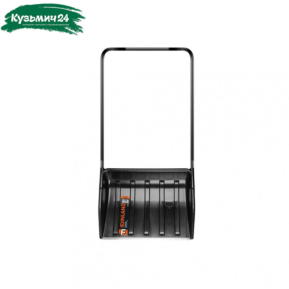 Лопата для снега Центроинструмент Finland 1539 с металлической пластиной, металлическая рукоятка, пластик, скрепер