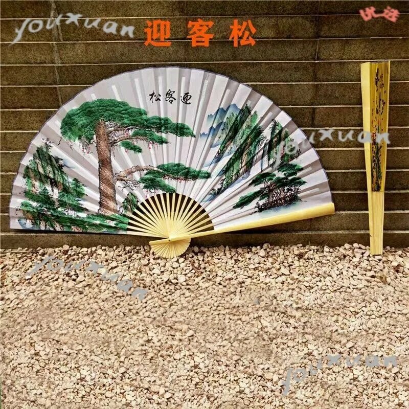 Китайский большой веер на стену/Лошади/ бамбук, шелк