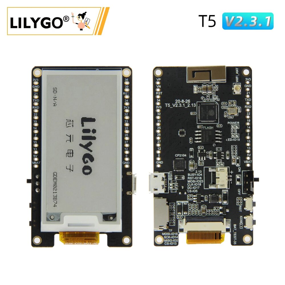 LILYGO® T5 2.13-дюймовый электронный дисплей, GDEM0213B74 CH9102