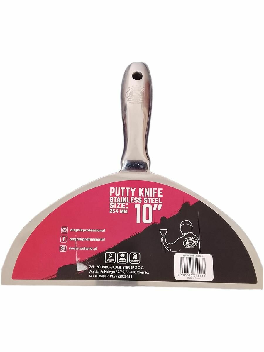 Шпатель цельнометаллический 10" (25см) Olejnik