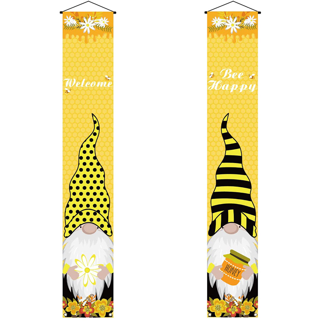 1 пара Happy Honey Bee Day Couplets для Doll Gnomes Festival Door Home Door Deco