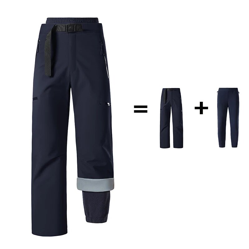 Брюки унисекс для походов, мужские уличные 3 в 1, флисовые Темно-синий, 4XL(92 kg-100 kg), Navy