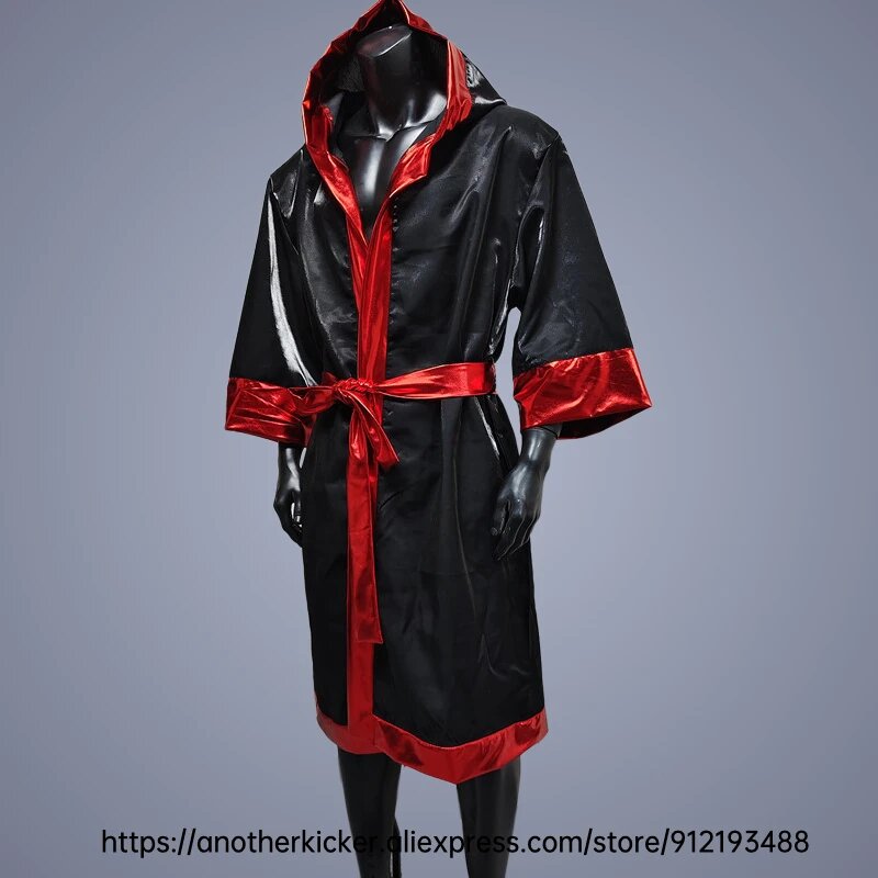 Another Kicker Боксерский халат из полиэстера XL, Black Red