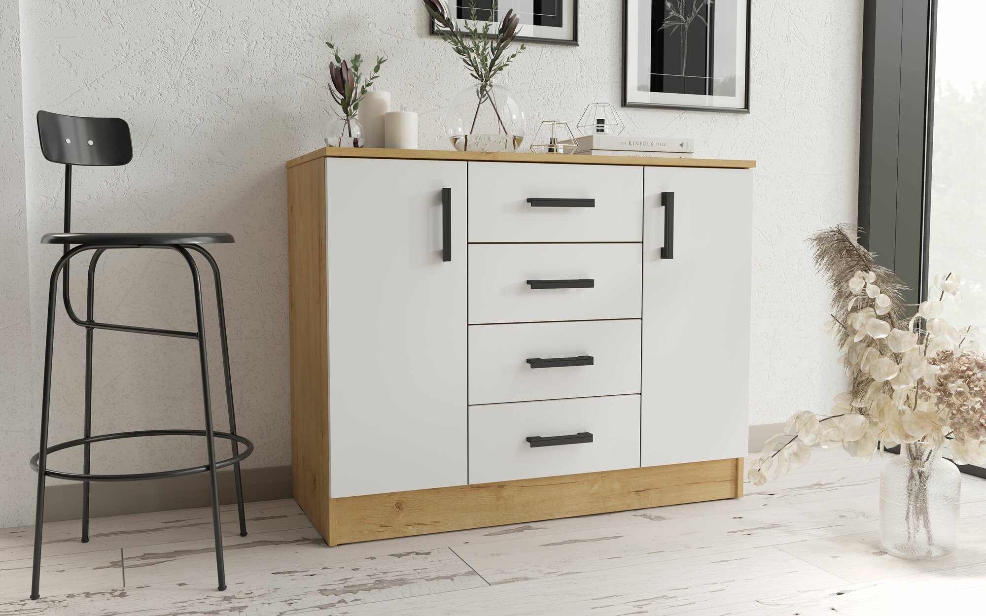 ЛДСП Комод К1000-2Д Белый гладкий (Эра)