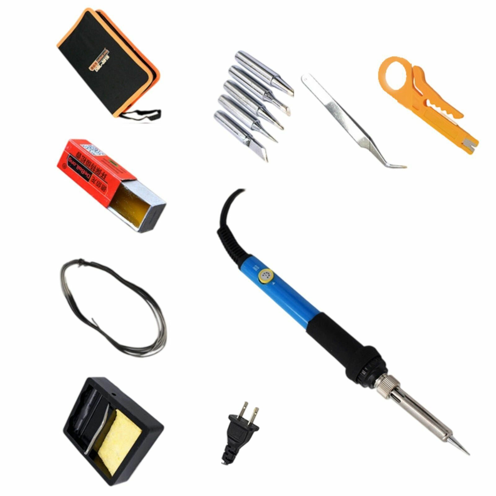 Паяльник с регулируемой температурой 110 В 5 сменными наконечниками и сумкой для инструментов