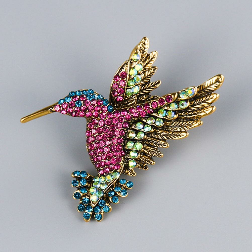 Набор брошей для женщин из 5 штук: сова, пчела, стрекоза, павлин, колибри с кристаллами для украшения одежды