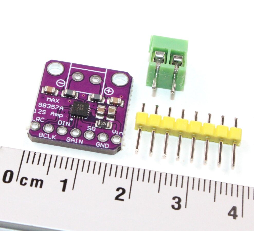 Звуковой усилитель D-класса на MAX98357 для ESP32 и Raspberry Pi, Усилитель, (I2S, пит.- 2.5 - 5.5 В, мощ. - 3.2Вт на наг