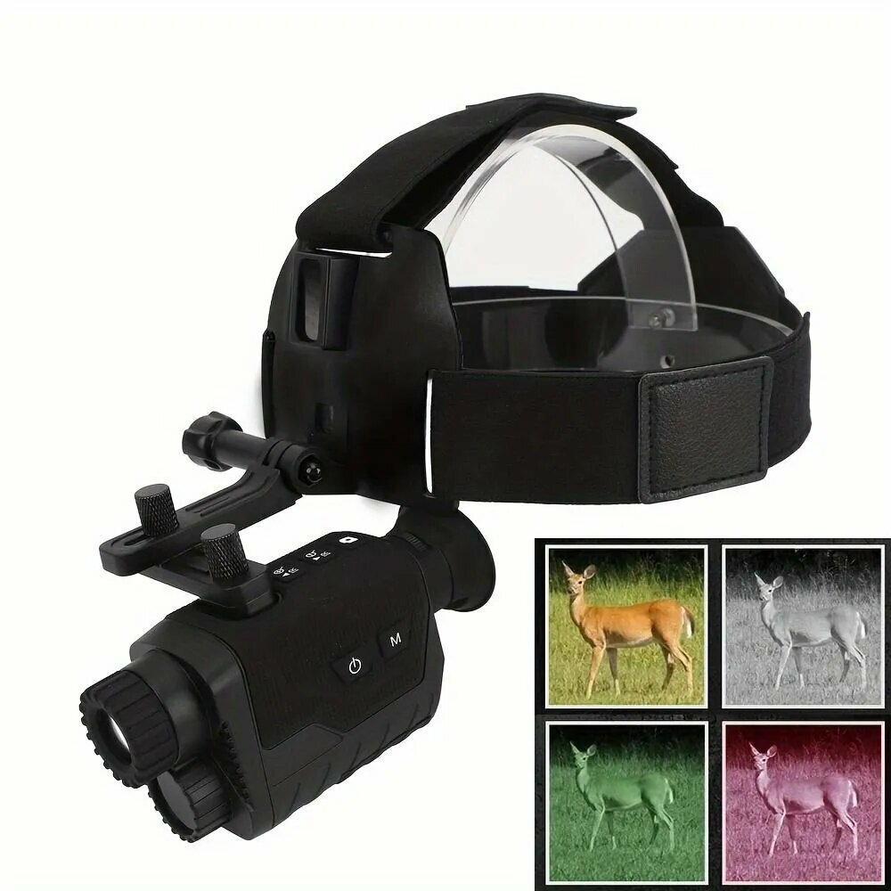 Охотничьи очки ночного видения mini с разрешением 4K HD на голову, 8-кратный цифровой зум, аккумуляторная батарея емкостью 3000 мАч, водонепроницаемый и пылезащитный класс защиты IP54