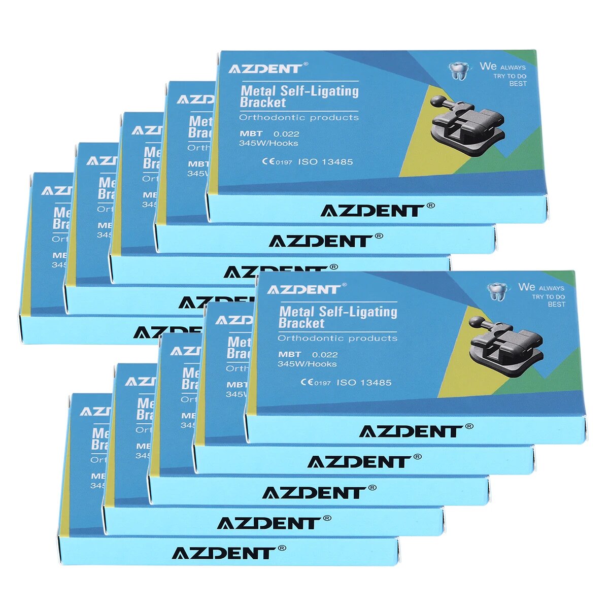 AZDENT Самолигирующие брекеты Mini Roth/MBT 0,022 10Boxes MBT 0.022