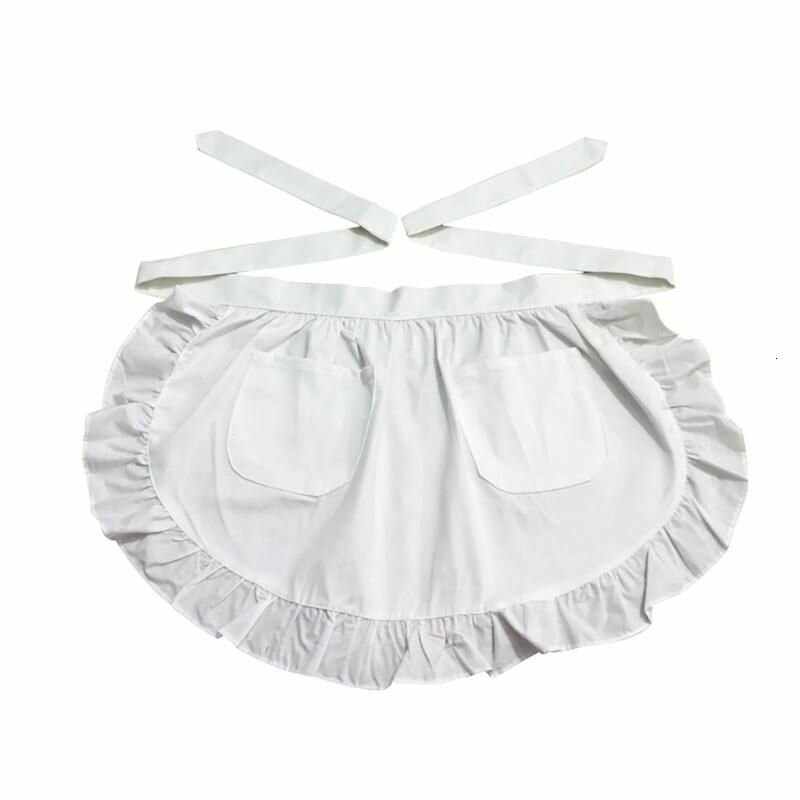 Женский белый фартук с рюшами, Белый