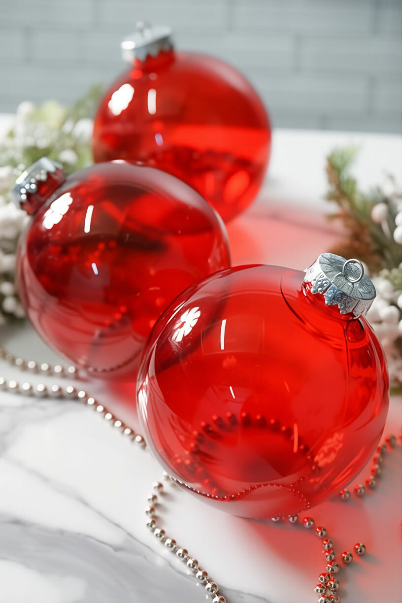 Набор ёлочных ПЭТ шаров сила волшебных пузырьков, пластик, красный, 15 см, упаковка 3 шт, Winter Deco 2000114