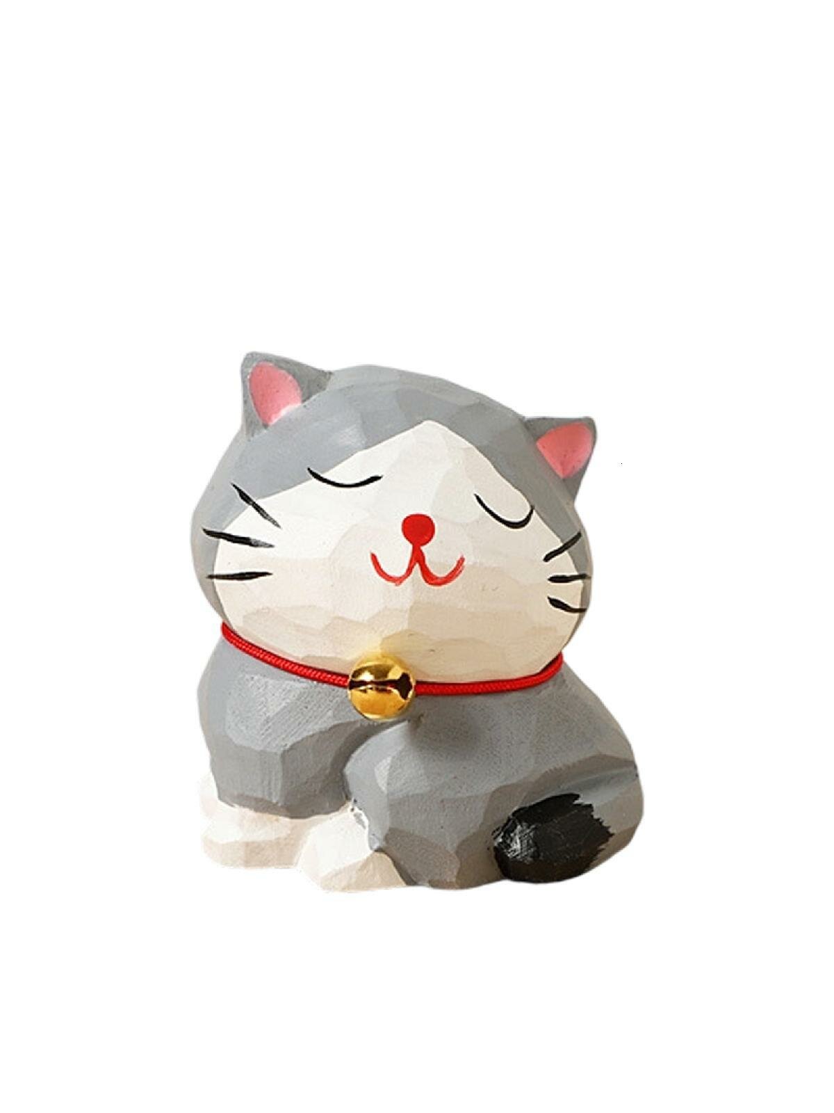 Маленькие фигурки кошек ручной работы, украшение для рукоделия, Коллекционирование деревянных животных