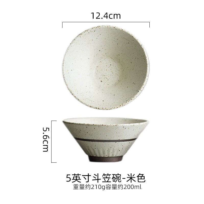 Японская миска для риса, круглая, винтажная, состаренная керамика, миска для еды, миска для японской кухни, миска для