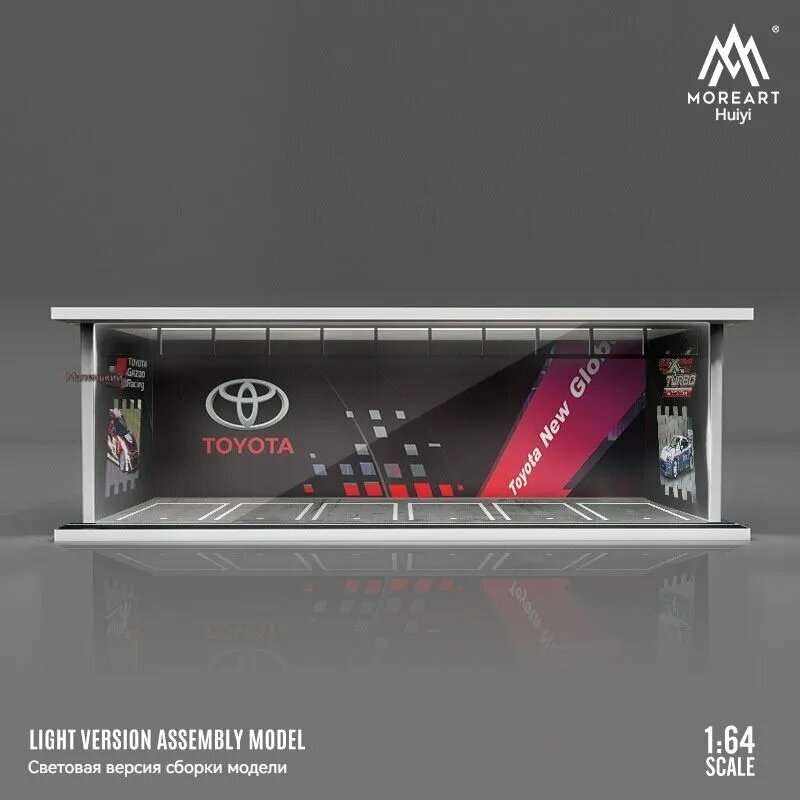 Диорама гараж MoreArt с подсветкой для машинок для моделей 1:64, Toyota, Игрушечный гараж, парковка для машинок