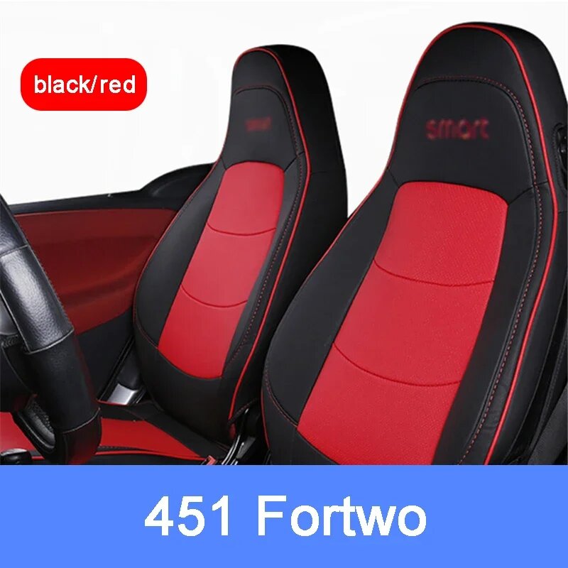 Кожаное автомобильное сиденье, чехол для подушки для Smart 451 450 Fortwo, четыре сезона, дышащая подушка для сиденья, аксессуары для украшения автомобиля black red