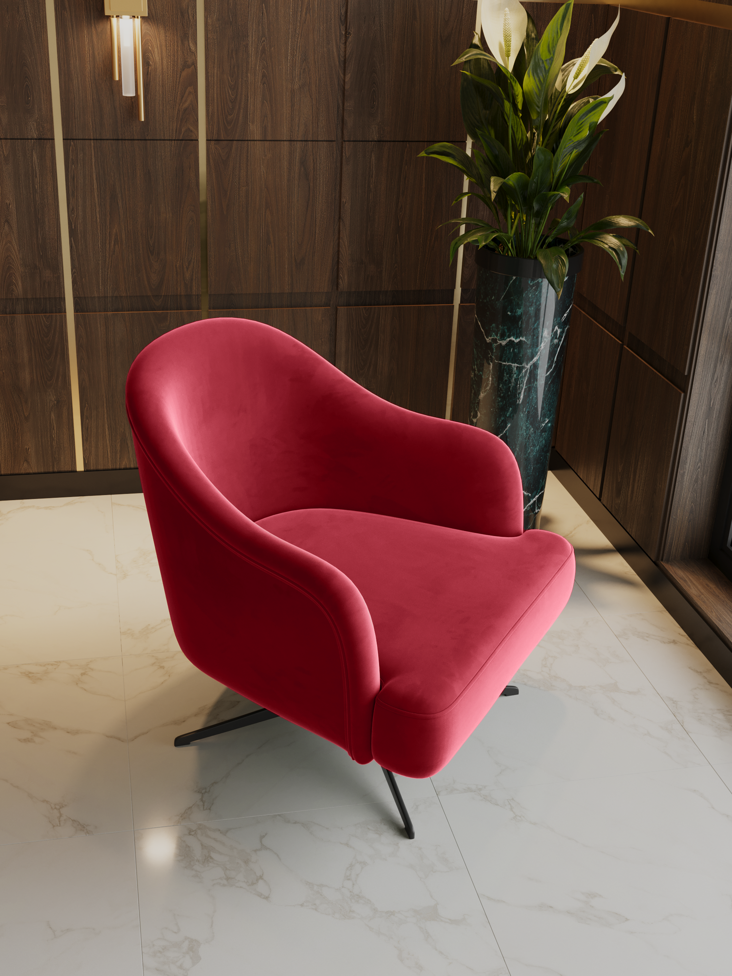 Кресло дизайнерское поворотное Forte премиум дизайн, велюр на ножках