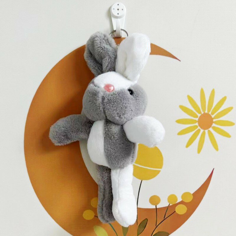 Милый плюшевый брелок-зайчик, игрушка-медвежонок, украшение для рюкзака, подарок для пары Серый двухцветный кролик