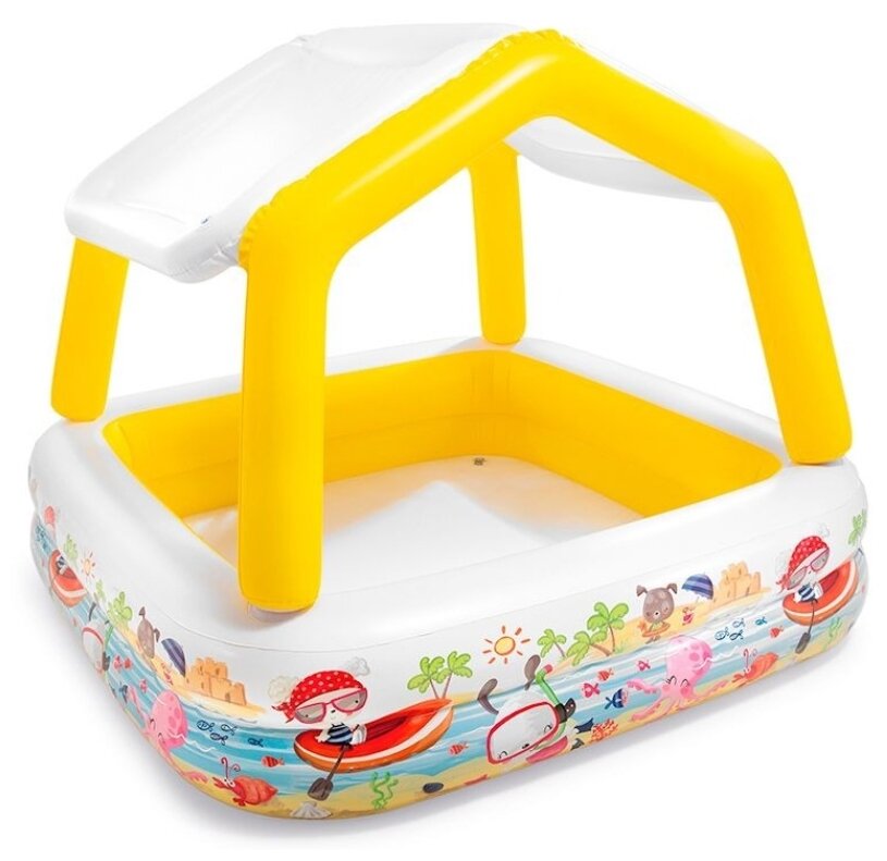 Надувной бассейн Intex с навесом Домик, 157х157х122 см, от 2 лет