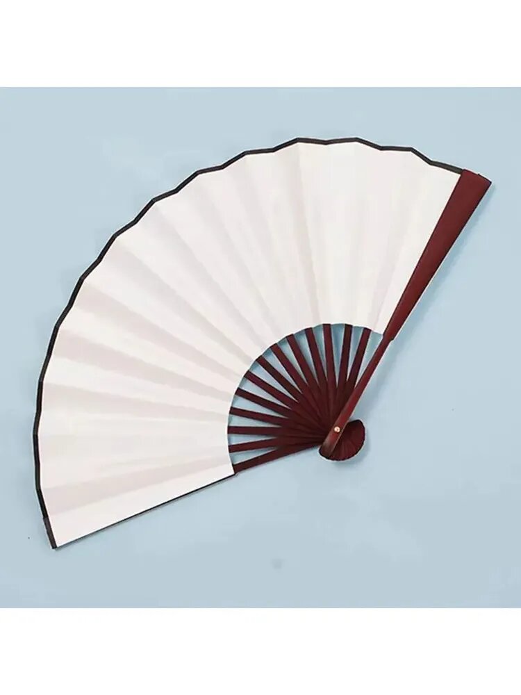 10-дюймовый складной веер из шелковой ткани, веер для рисования своими руками, свадебное украшение для дома (белый)