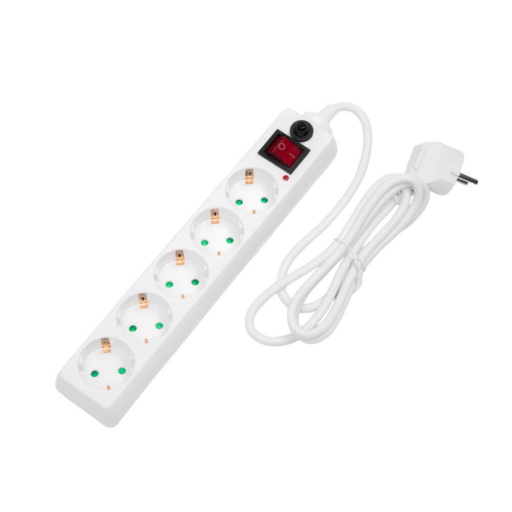 Сетевой фильтр Volsten, 5 розеток, белый, IP20, световая индикация