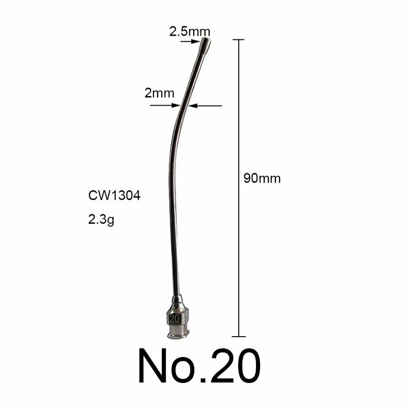 Шприц-аппликатор из нержавеющей стали TUBEBEANS 90mm Elbow No. 20