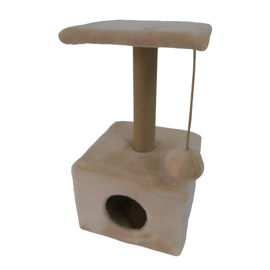 HOMECAT 37х37х68 см когтеточка домик с площадкой малый бежевый
