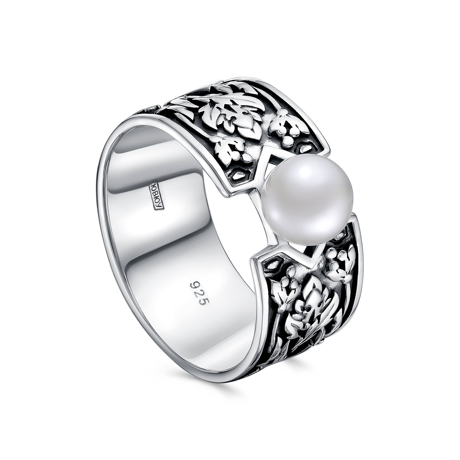 Кольцо, серебро, 925 проба, жемчуг