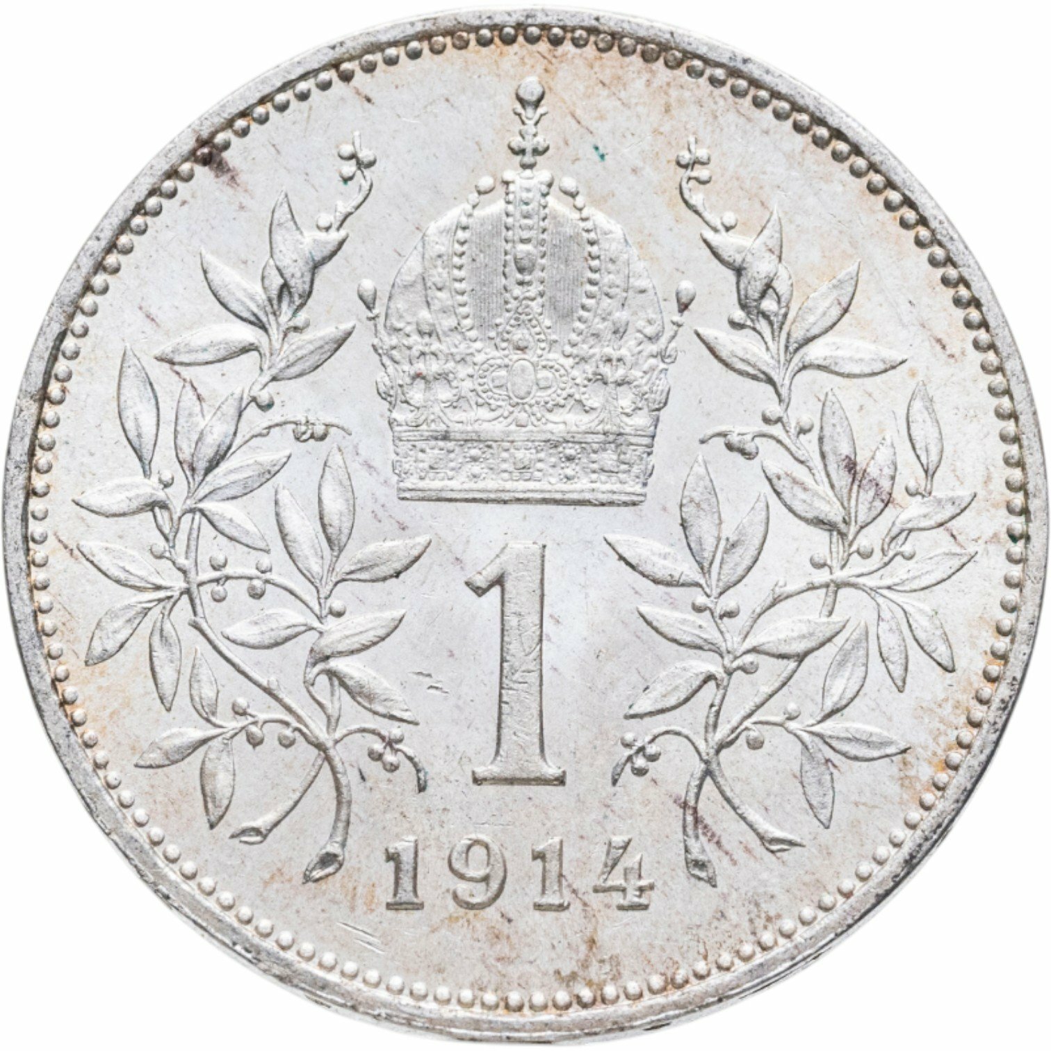 Австрия 1 крона crown 1914, Серебро 835, в сохранности UNC